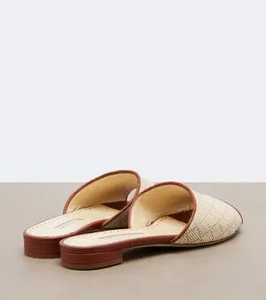 Manolo Blahnik Raffia-effect Open-toe Slides