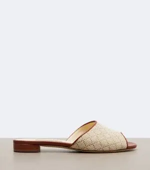 Manolo Blahnik Raffia-effect Open-toe Slides