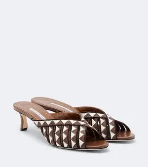 Manolo Blahnik Trofesamu Knitted Mules - Brown