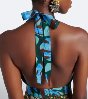 Dries Van Noten Printed Halterneck Midi Dress - Multicoloured