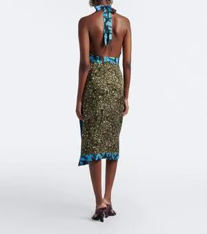 Dries Van Noten Printed Halterneck Midi Dress - Multicoloured