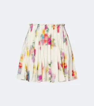 MARANT ETOILE Pleated Printed Miniskirt - Yellow