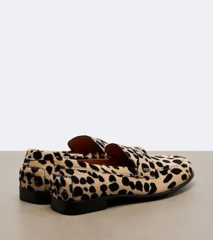 TOD'S Gommino Leopard Print Calf Hair Driving Shoes - Beige