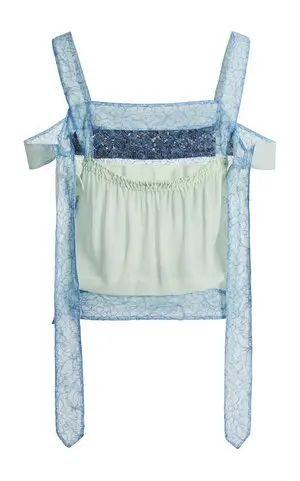 Christopher Esber Cleo Utility Suspended Laced Cotton-silk Top