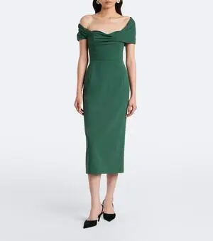 Carolina Herrera Off-shoulder Cocktail Dress In Racing - Green