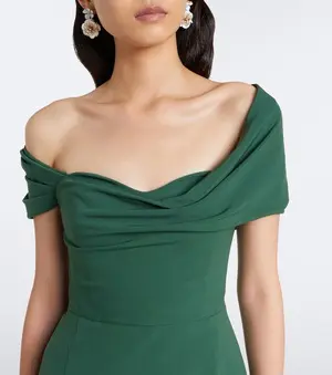 Carolina Herrera Off-shoulder Cocktail Dress In Racing - Green