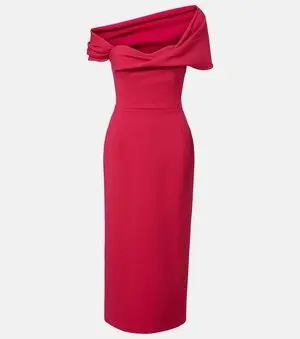 Carolina Herrera CAROLINA HERRERA Off-Shoulder Wool-Blend Cocktail Dress Red