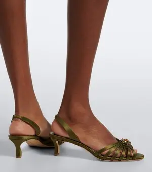 Manolo Blahnik Embellished Satin Slingback Sandals