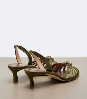 Manolo Blahnik Embellished Satin Slingback Sandals