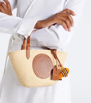AQUAZZURA Tropical Mini Raffia Tote Bag