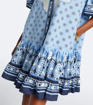 La DoubleJ Choux Printed Cotton Poplin Shirt Dress - Blue