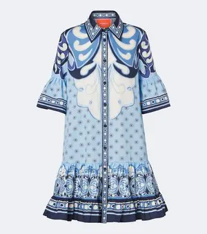 La DoubleJ Choux Printed Cotton Poplin Shirt Dress - Blue