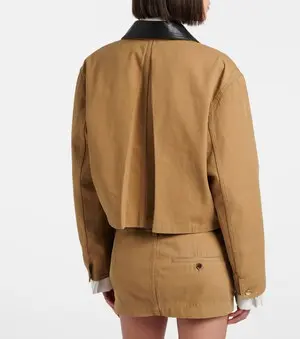 Balenciaga Cropped Leather-trimmed Cotton Jacket