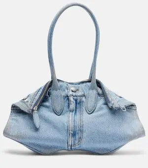 Alexander McQueen Manta Medium Denim Shoulder Bag