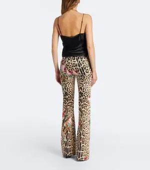 Roberto Cavalli Leopard And Floral Print Flared Jeans