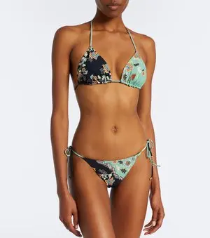 Roberto Cavalli Floral Triangle Bikini Top