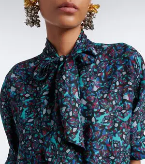 Dries Van Noten Printed Tie-neck Midi Dress