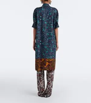 Dries Van Noten Printed Tie-neck Midi Dress