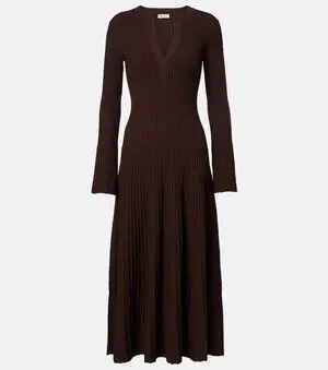 Simkhai Simkhai Genna Ribbed-Knit Midi Dress Brown