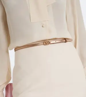 Valentino Garavani Vlogo Metallic Leather Belt