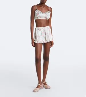 Simone Rocha Floral Lace-trimmed Satin Bralette - Multicoloured