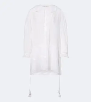 MARANT ETOILE Embroidered Cotton Voile Mini Dress - White