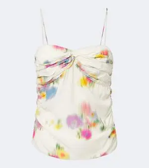 MARANT ETOILE Gathered Floral Satin Top - Multicoloured