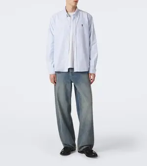 AMI Paris De Cœur Striped Cotton Shirt - Blue