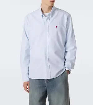 AMI Paris De Cœur Striped Cotton Shirt - Blue
