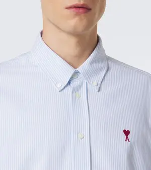 AMI Paris De Cœur Striped Cotton Shirt - Blue
