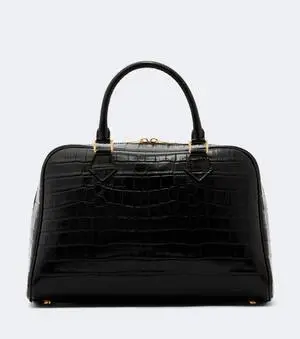 NILI LOTAN Jaclyn Leather Bowling Bag - Black