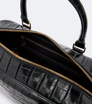 NILI LOTAN Jaclyn Croc-effect Leather Bowling Bag