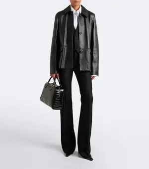 NILI LOTAN Jaclyn Croc-effect Leather Bowling Bag