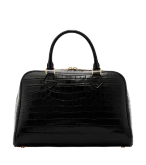 NILI LOTAN Jaclyn Croc-effect Leather Bowling Bag - Black