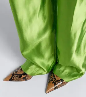 Le Monde Beryl Babouche Snake-effect Leather Pumps