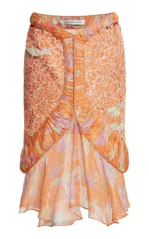 Christopher Esber Siower Linen-silk Midi Skirt - Orange