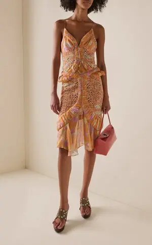 Christopher Esber Siower Linen-silk Midi Skirt