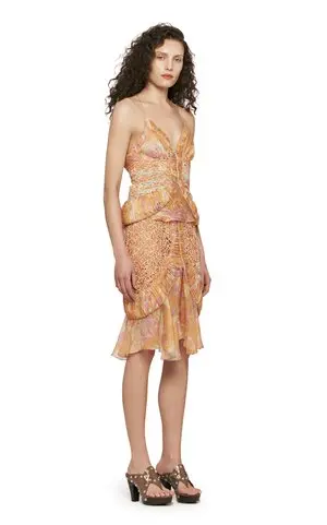 Christopher Esber Siower Linen-silk Midi Skirt