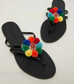 Dolce & Gabbana Embellished Thong Sandals - Black