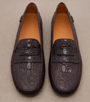 TOD'S Gommino Croc-effect Leather Driving Shoes