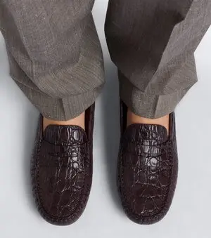 TOD'S Gommino Croc-effect Leather Driving Shoes