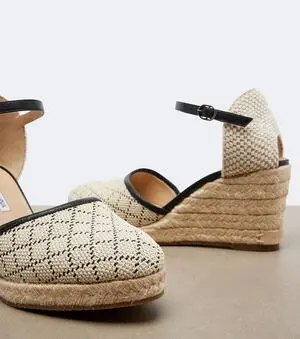 Manolo Blahnik Raffia-effect Espadrille Wedges