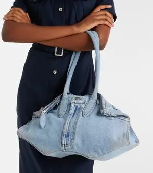 Alexander McQueen Manta Medium Denim Shoulder Bag