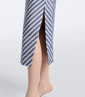 Carolina Herrera Striped Draped Cotton Cocktail Dress