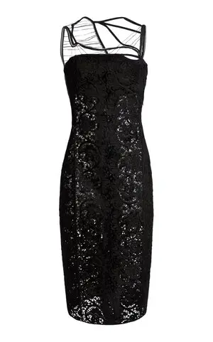 Christopher Esber Venise Lasercut Leather Dress - Black