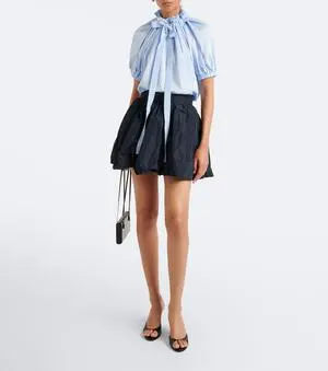 PATOU Cotton Jersey Top With Bow Detail - Blue