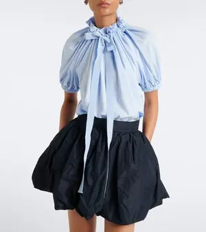PATOU Cotton Jersey Top With Bow Detail - Blue