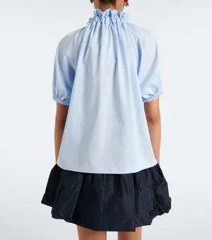 PATOU Cotton Jersey Top With Bow Detail - Blue