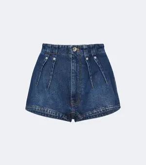 MUGLER Pleated Denim Shorts