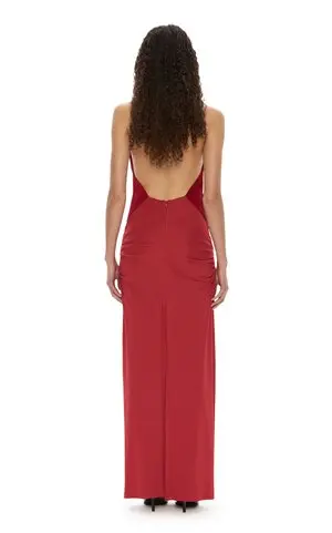 Christopher Esber Tailored Slope Suede Halter Maxi Dress